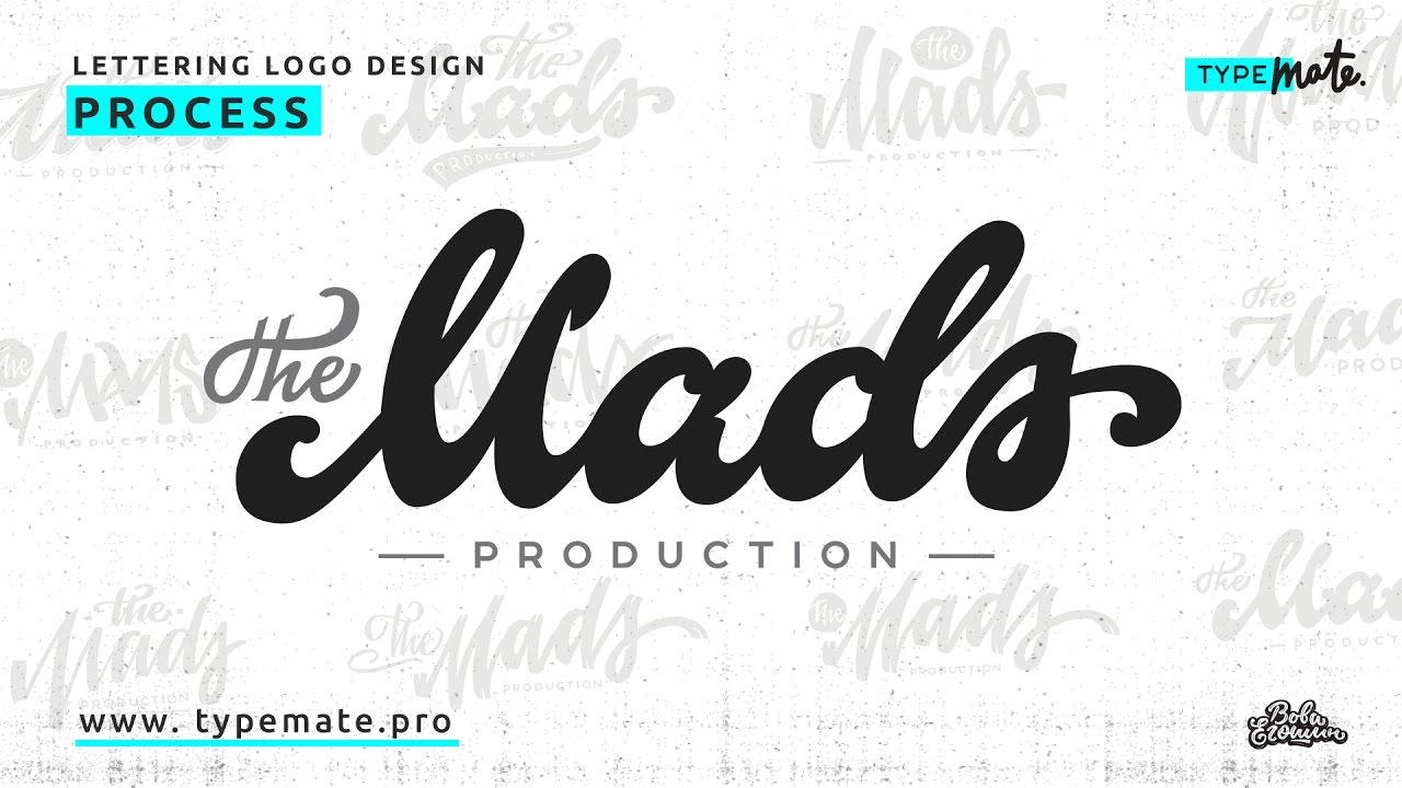 Lettering logo design process "The Mads Production" - YouTube
