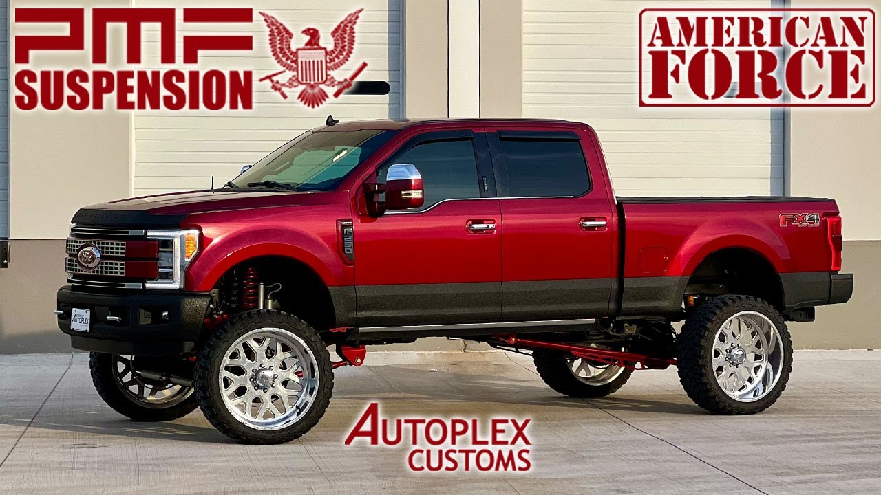 Lifted F250 Platinum on PMF Custom Suspension and 26" American Forces ...