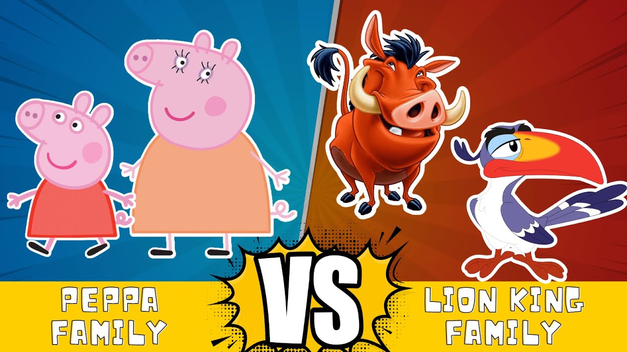 Peppa Pig Family: Peppa Pig and Mummy Pig vs Lion King Family: Pumba ...