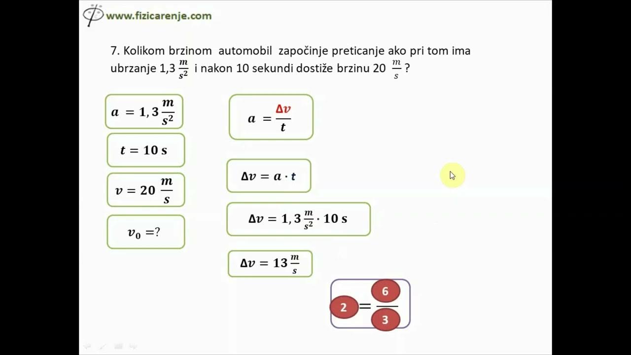 Zadaci ubrzanje drugi deo | Fizika za sedmi razred - YouTube