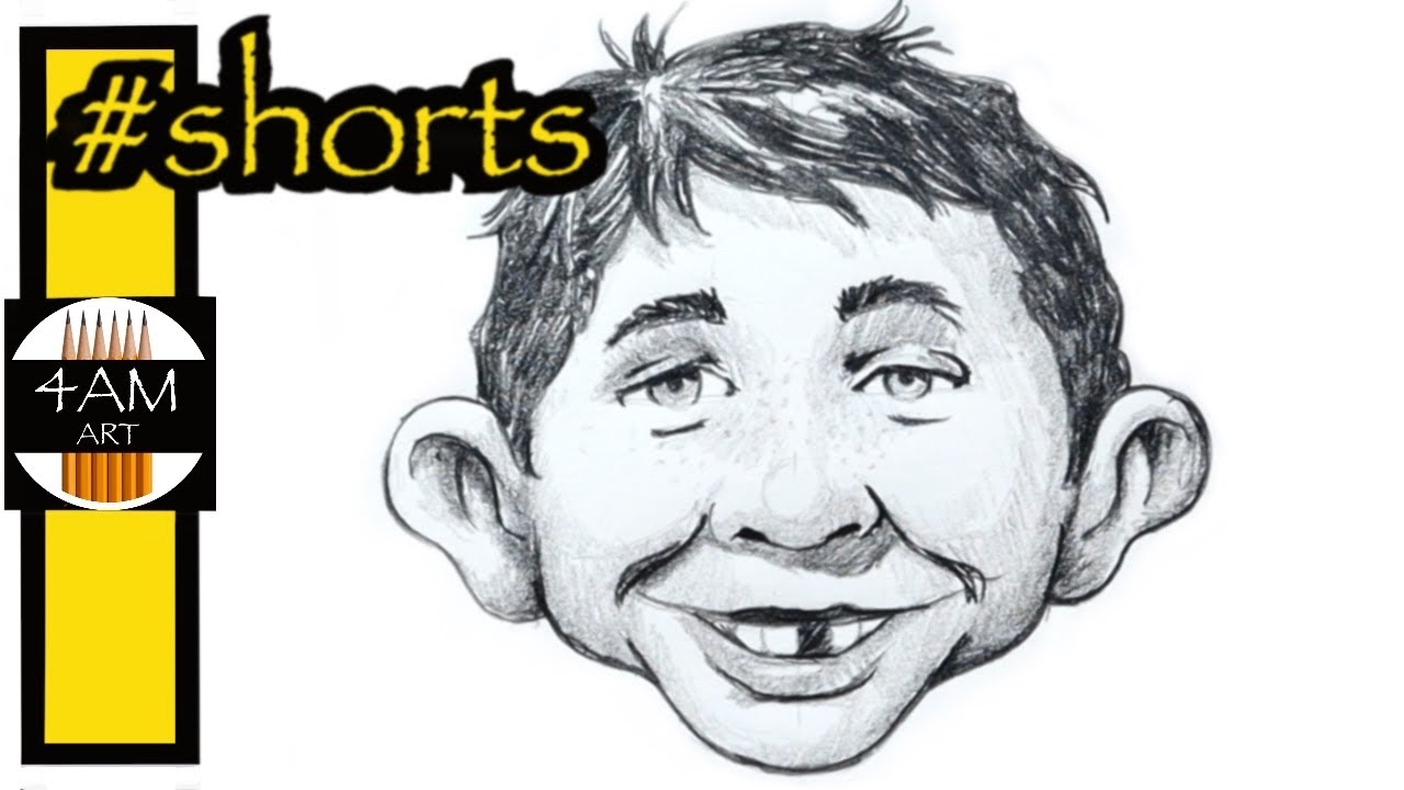 How to Draw ALFRED E NEUMAN #shorts #madmagazine #drawingtutorial - YouTube