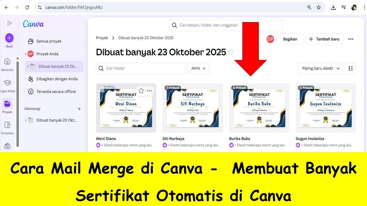 Cara Mail Merge di Canva - Membuat Banyak Sertifikat Otomatis di Canva ...
