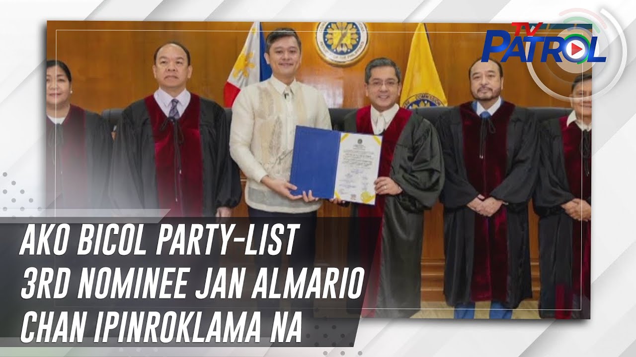 Ako Bicol Party-list 3rd nominee Jan Almario Chan ipinroklama na | TV ...