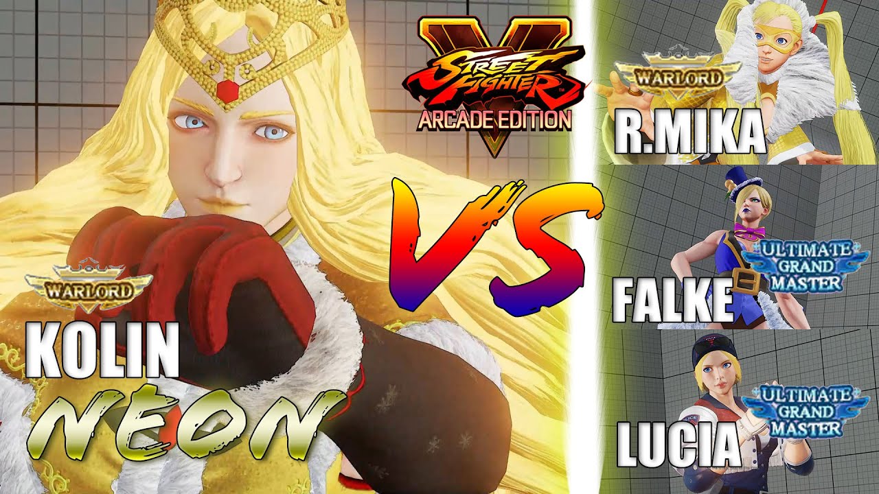 SFV AE 👊🏻 Neon (Kolin) vs TauntButton (R.Mika) & iStealCombos (Falke) & Shine (Lucia) [season4 ...