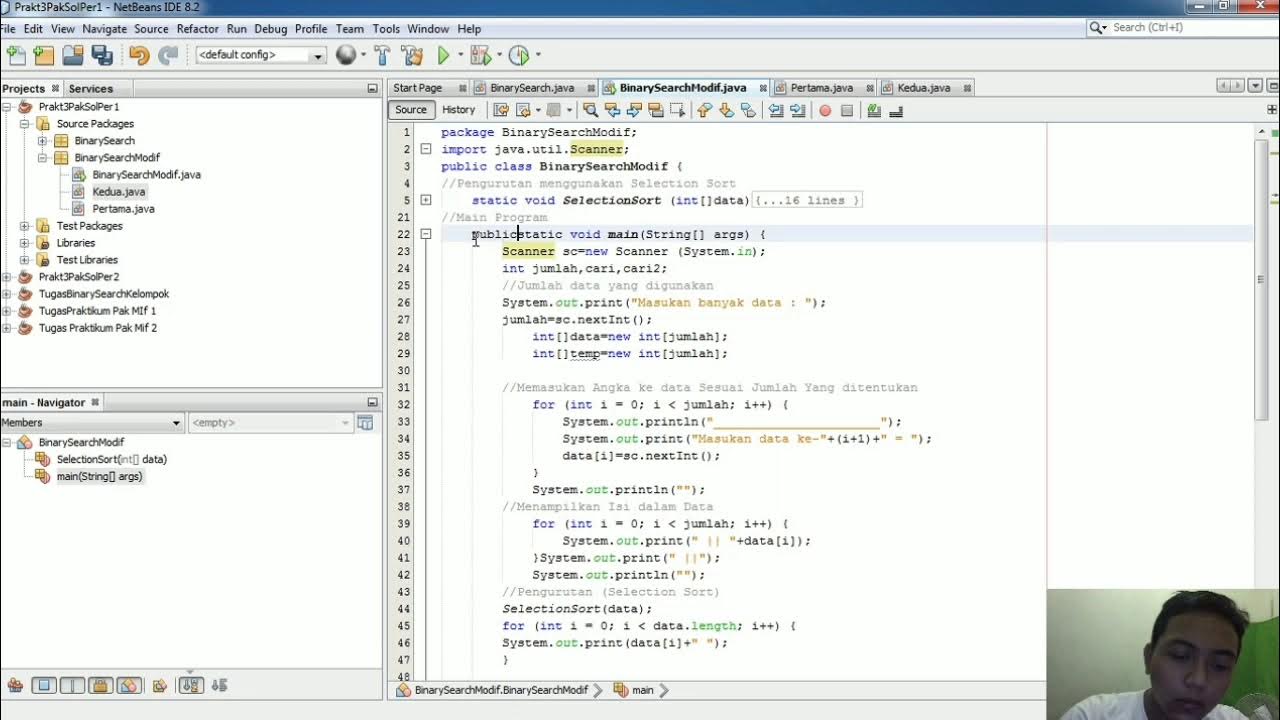 Binary Search Untuk mencari 2 angka menggunakan Java NetBeans - YouTube