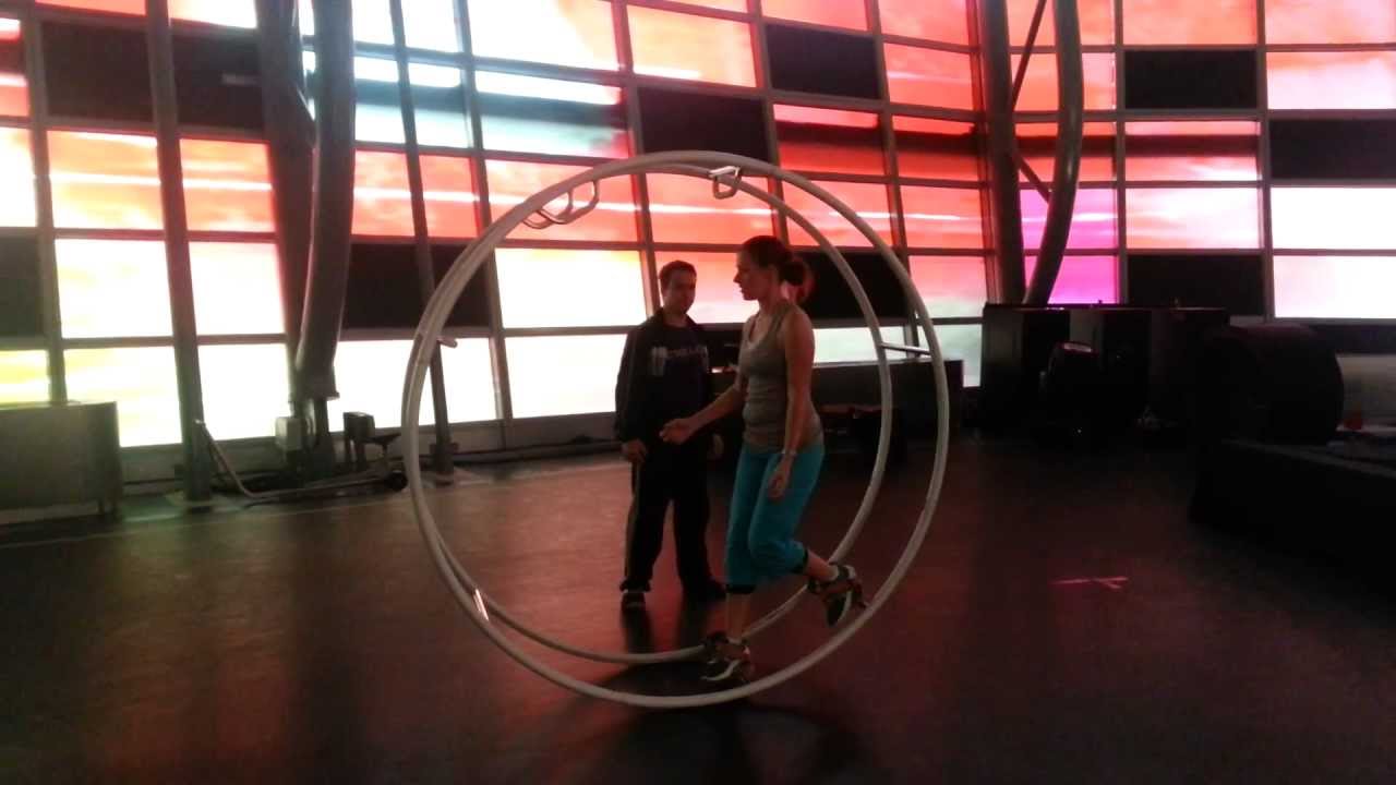 Jennys first lesson in German Wheel - YouTube