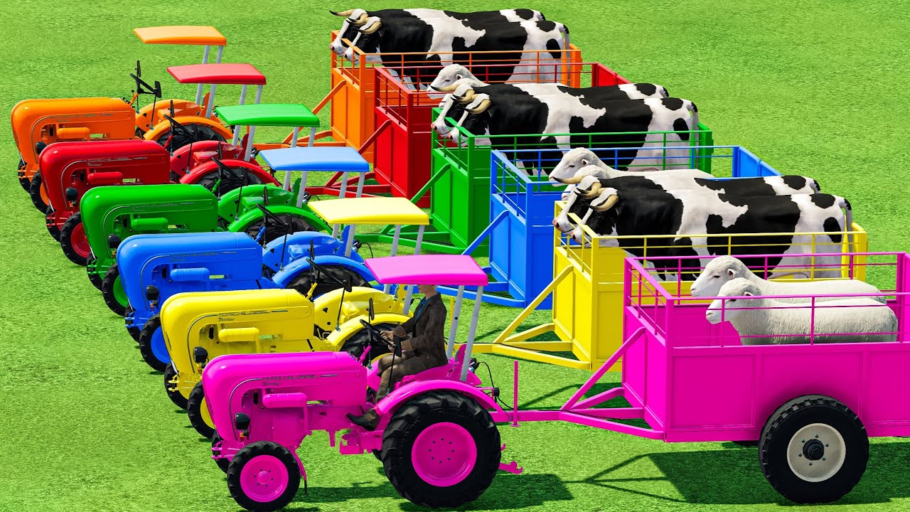 TRANSPORTING COWS WITH PORSCHE TRACTOR & ANIMAL LOADER IN FS22 ...