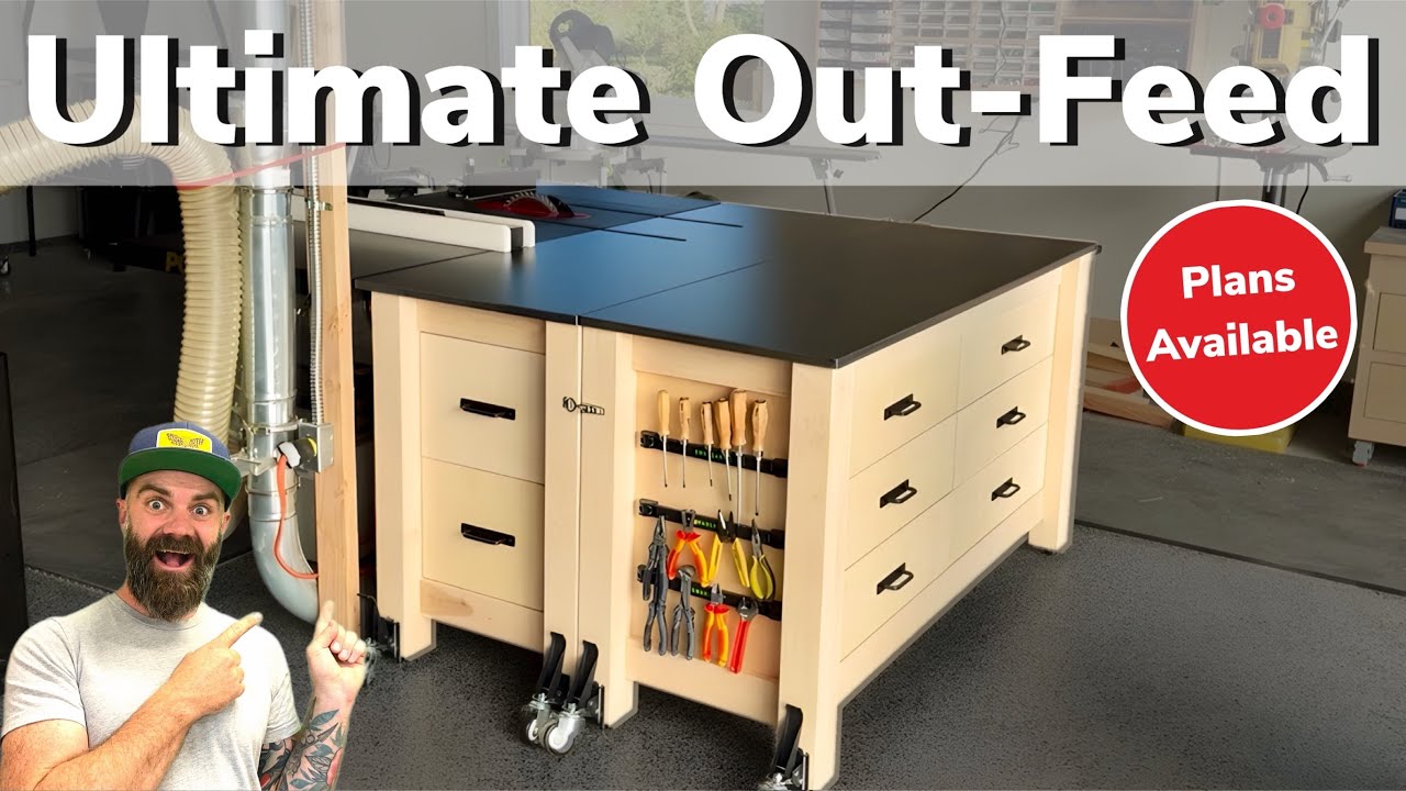 Best Small Shop Workbench || Small Shop Table Saw Out-Feed Table - YouTube