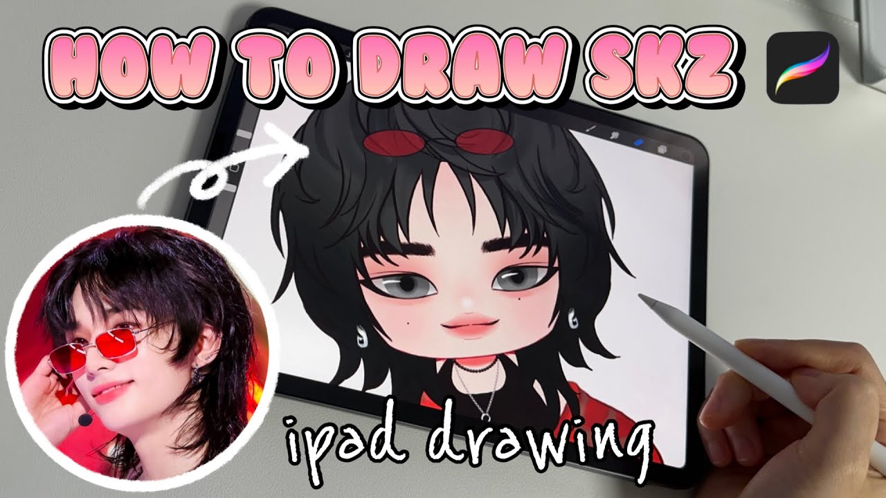 How to draw Hyunjin Stray Kids for blind bag paper on procreate - YouTube