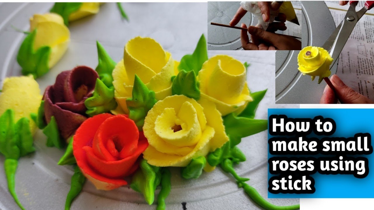 How to make small roses on cake how to make rose design cake decoretion ...