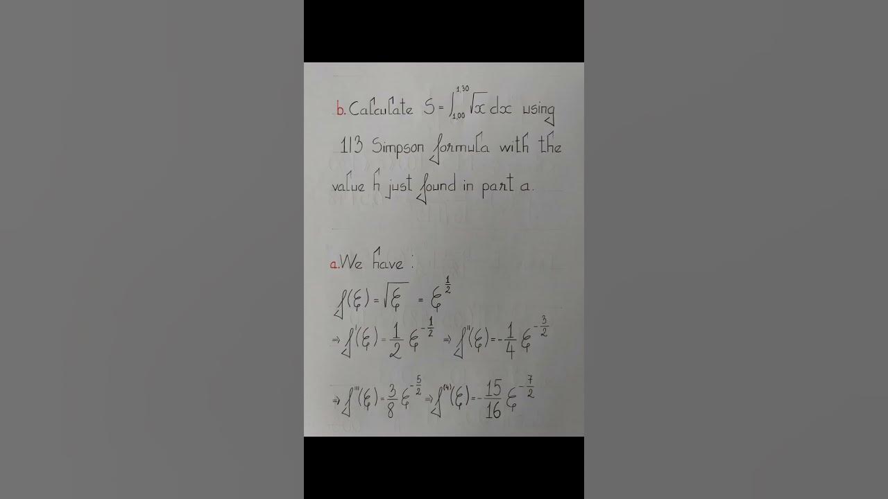 (Computational Methods) Chapter 3: Numerical Integration -B. Integral(Tích phân)-1/3 Simpson-EX ...