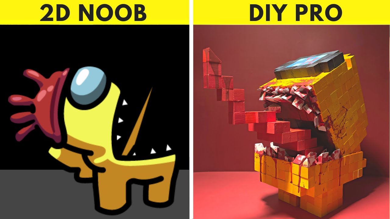 Making Minecraft Among Us Impostor / Handmade x Pixel Art x Lego Wood ...