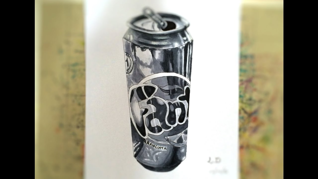 Come disegnare una lattina di Fanta - How to draw a can of Fanta (B&W ...