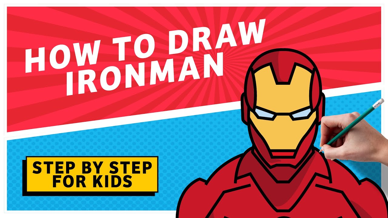 How to Draw Iron Man Easy Line Drawing for Kids, Children and Toddlers ...