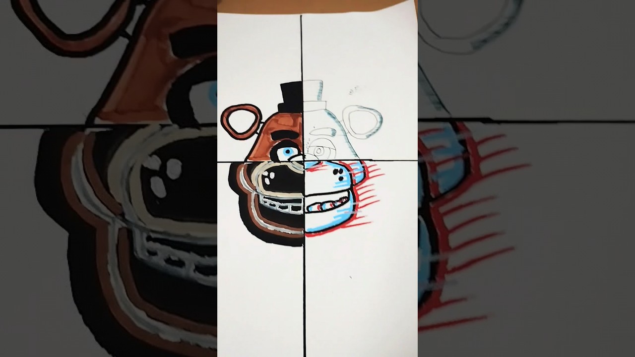 drawing Freddy fazbear in 4 different types part 4 posca manga effect # ...