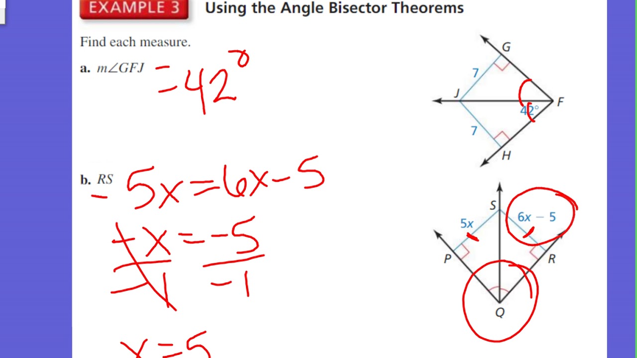 6 1 Angle Bisector Theorem and Converse - YouTube