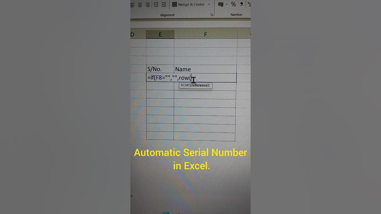 Automatic Serial Number Formula in Excel I #excelformula #shorts #ytshorts #excel #kuldeep ...