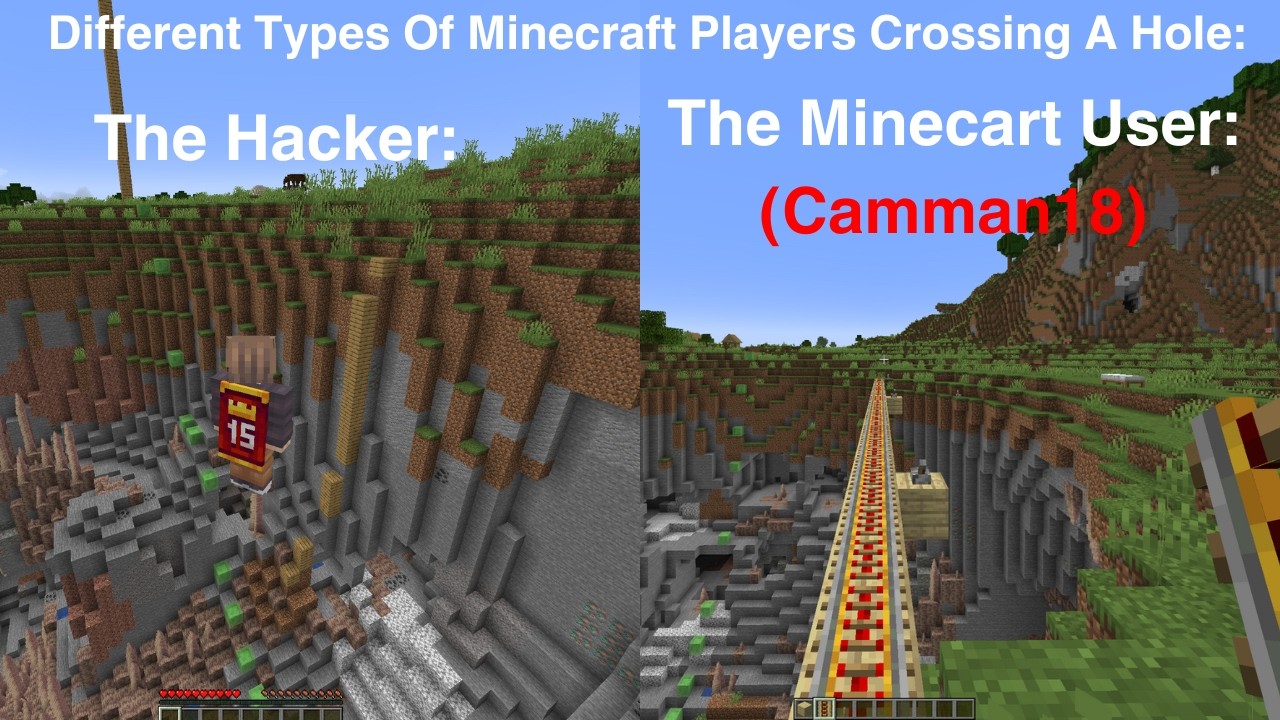 Different Types Of Minecraft Players Crossing A Hole: - YouTube
