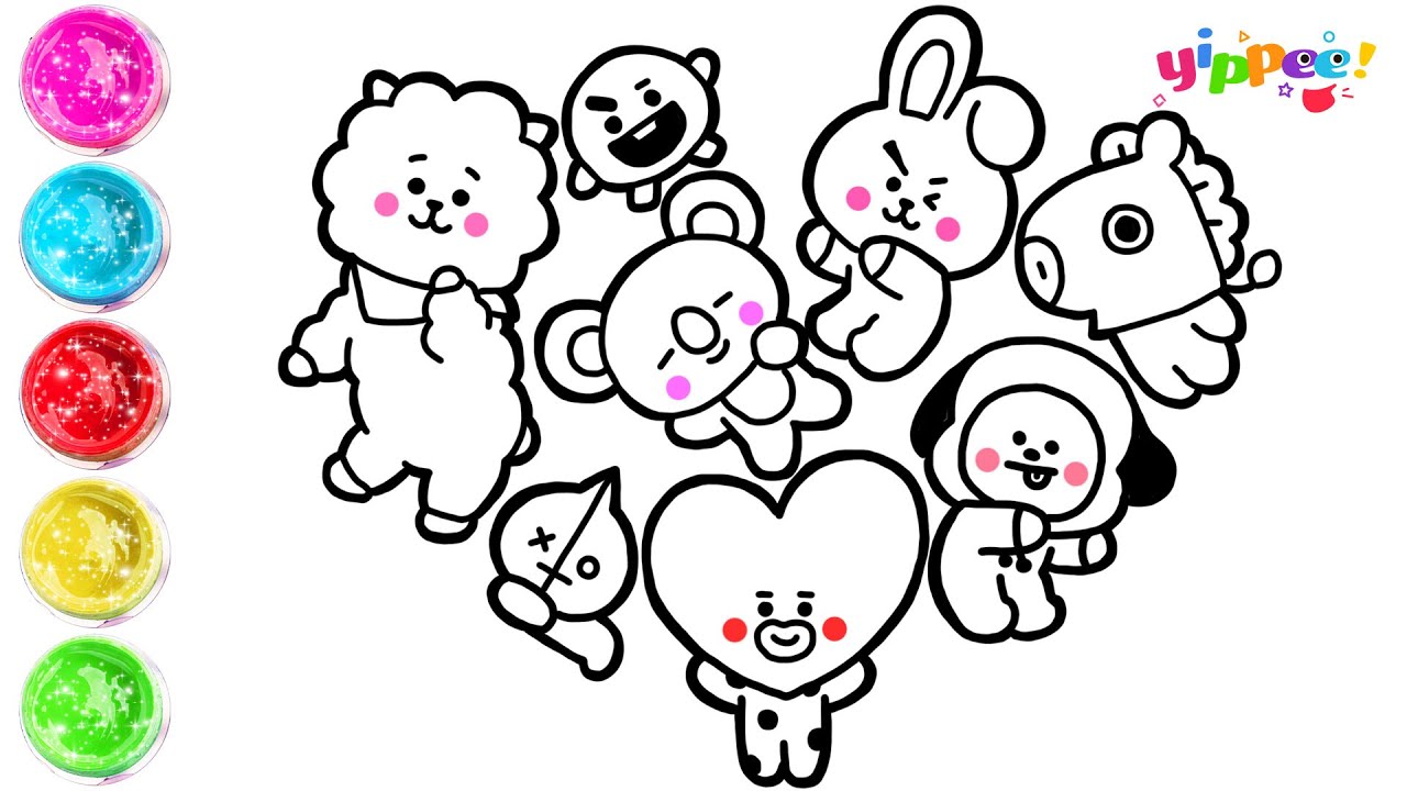 How to Draw BT21 | BTS | Tata Chimmy Cooky Koya Mang Shooky RJ Van ...