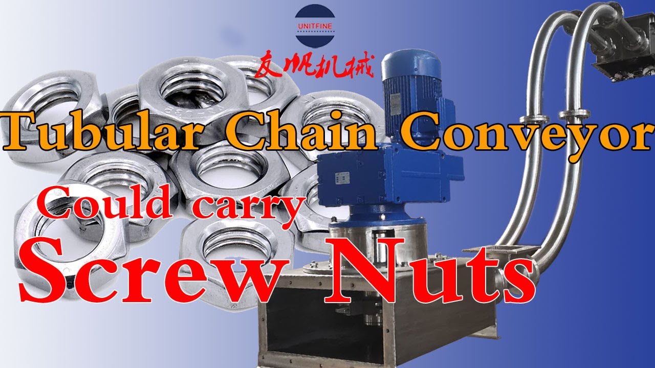 Tube Chain Conveyor works with screw nuts - YouTube