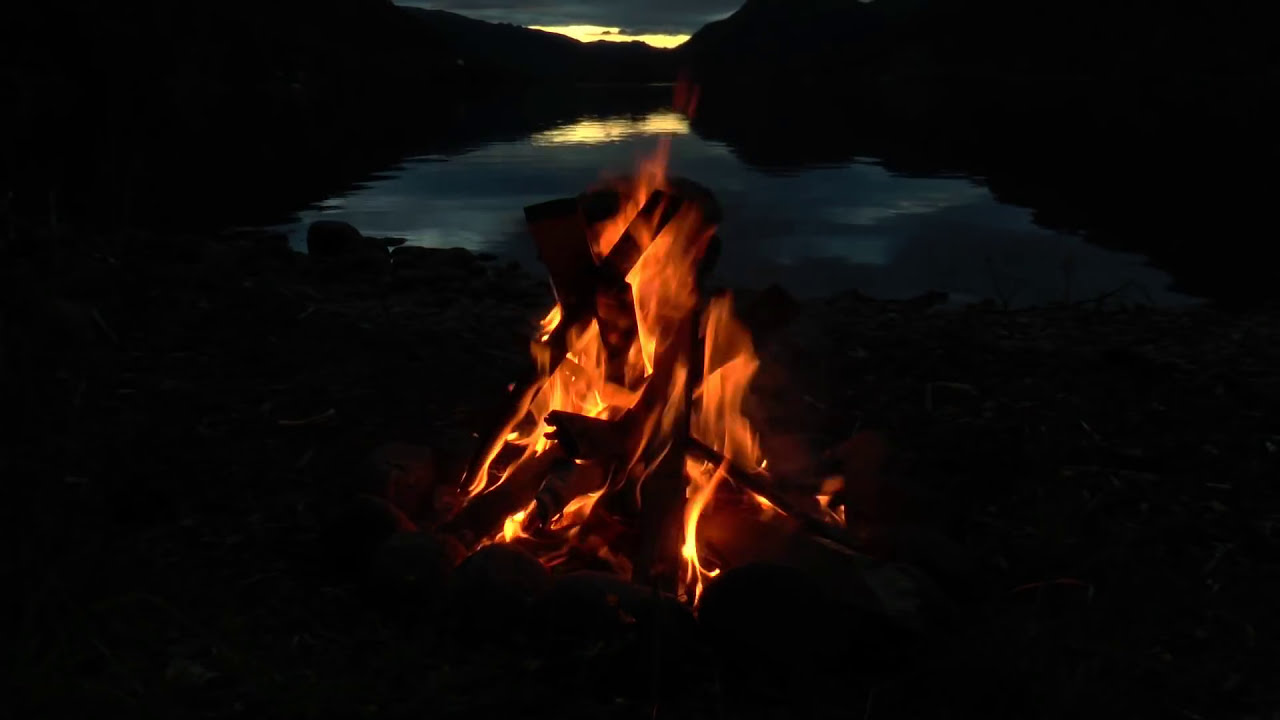 Beautiful Campfire at the Lake with Crackling Fire, Crickets and Owls ...