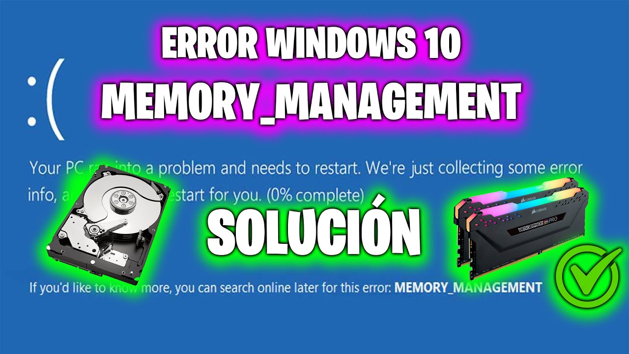 PANTALLAZO AZUL MEMORY MANAGEMENT WINDOWS 10 , SOLUCIÓN - YouTube