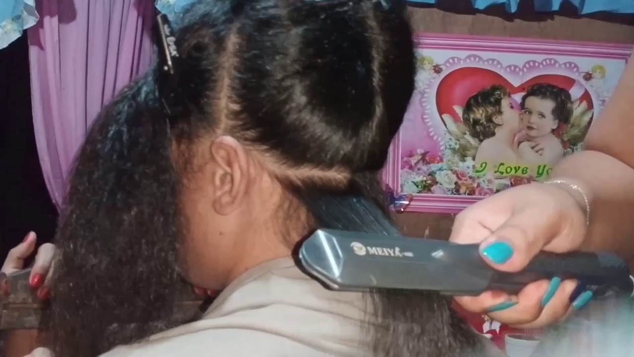 How to rebond dry curly hair at home - YouTube