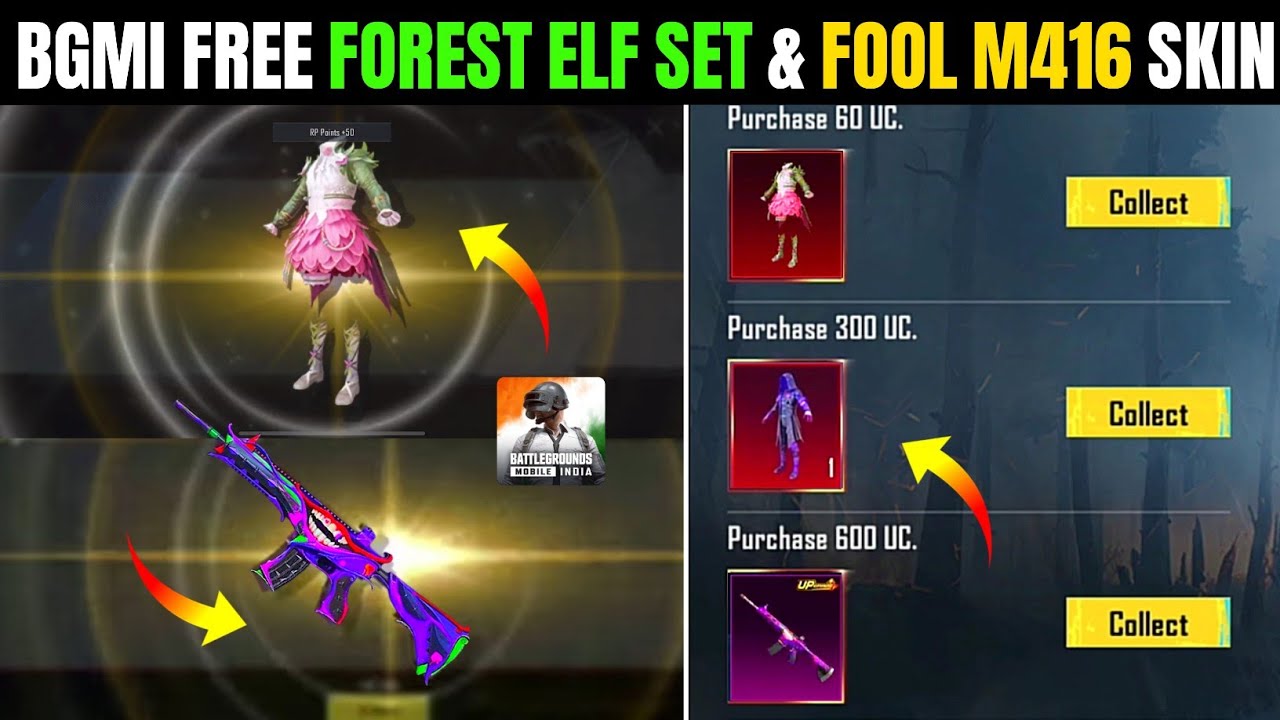 Get Forest Elf Set & Fool M416 Skin In Bgmi 🔥| Bgmi Forest elf Set Back ...