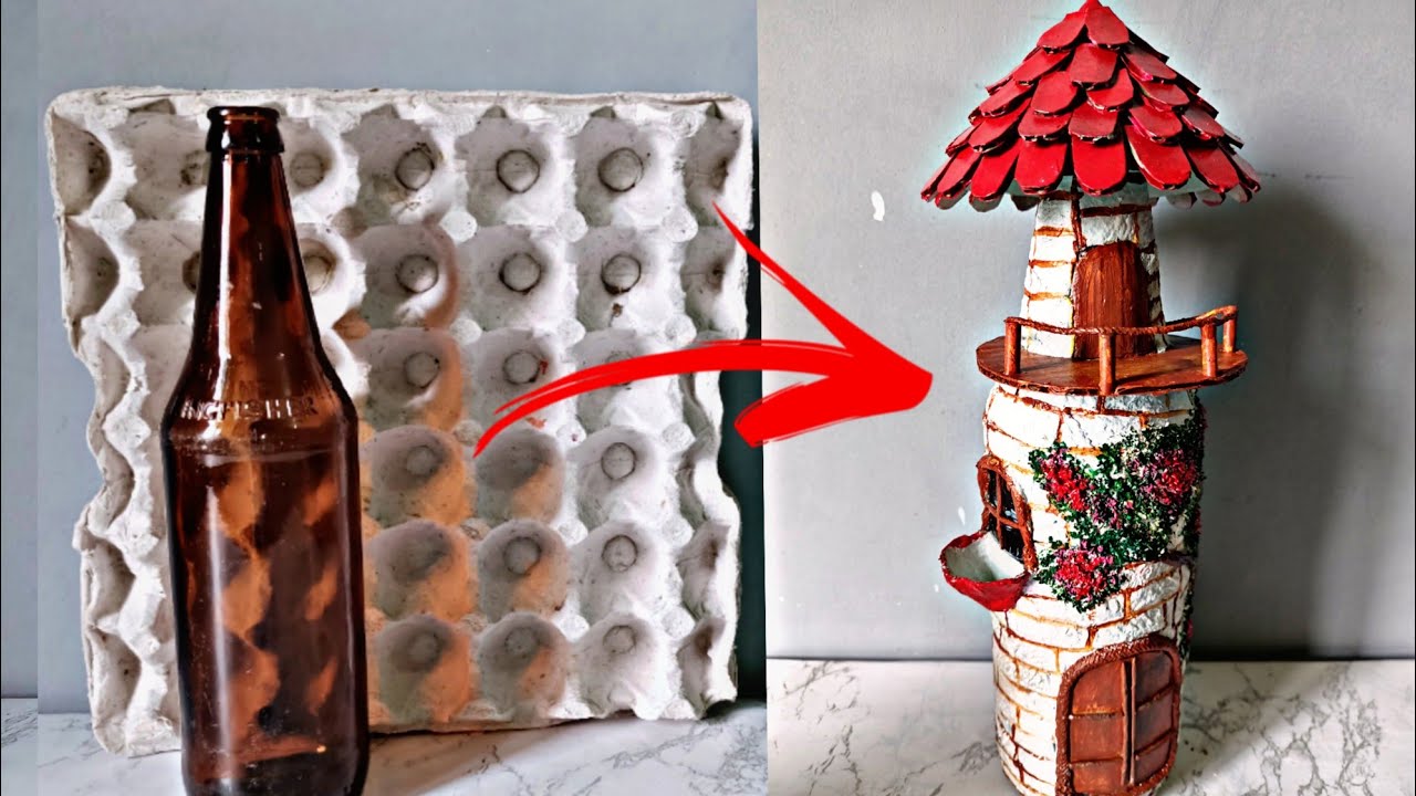 Creating Bottle Castle with Waste bottle and Egg tray ||Easy DIY # ...