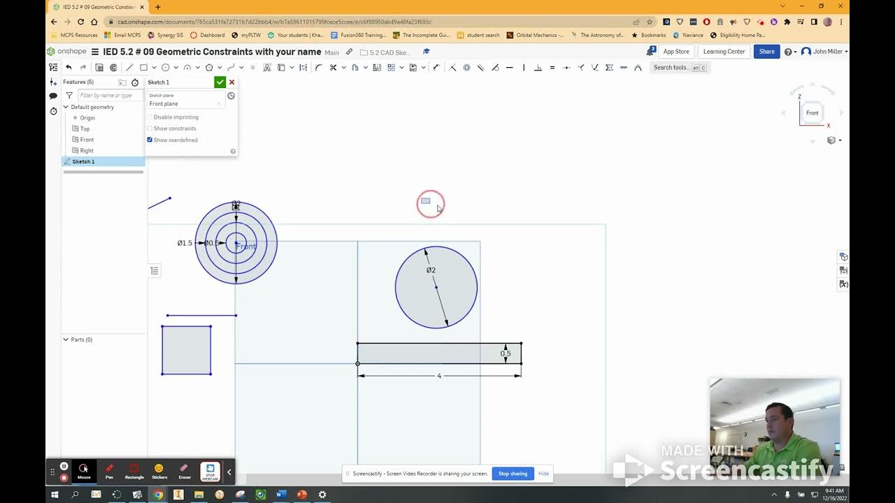 IED PLTW 5.2 Onshape 2D sketches # 09 A Geometric Constraints with your ...