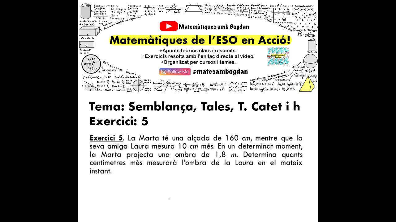 Matemàtiques en Acció - Semblança, Tales, Teorema del catet - Exercici ...