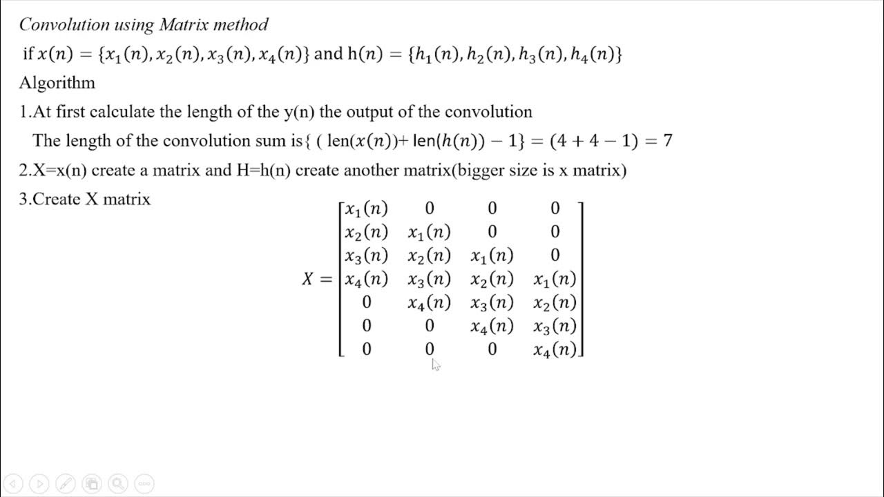 15 Convolution sum using Matrix method with algorithm Derive the equation | LTI System | AL AMIN ...