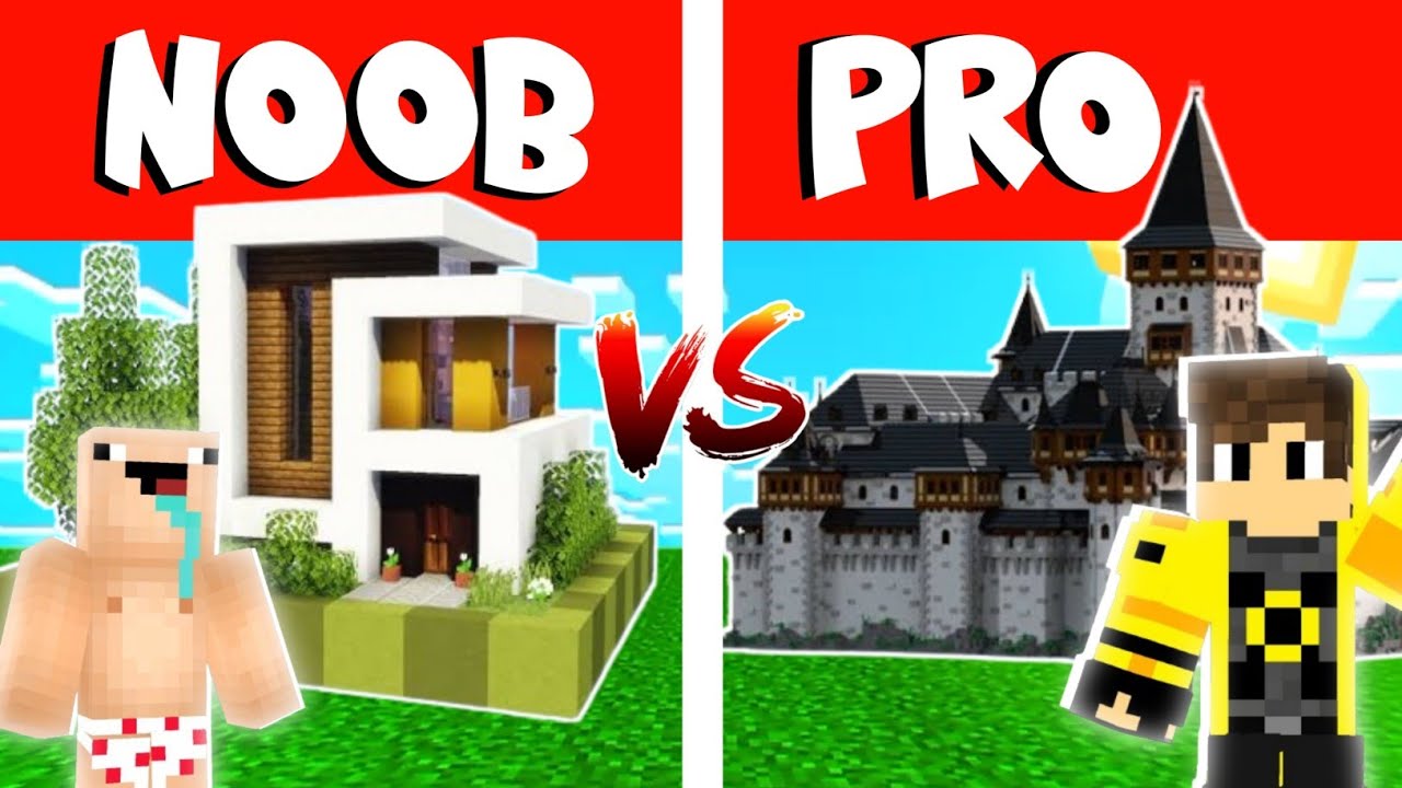 Noob Vs Pro Build Challenge With My Noob Friend |#minecraft - YouTube