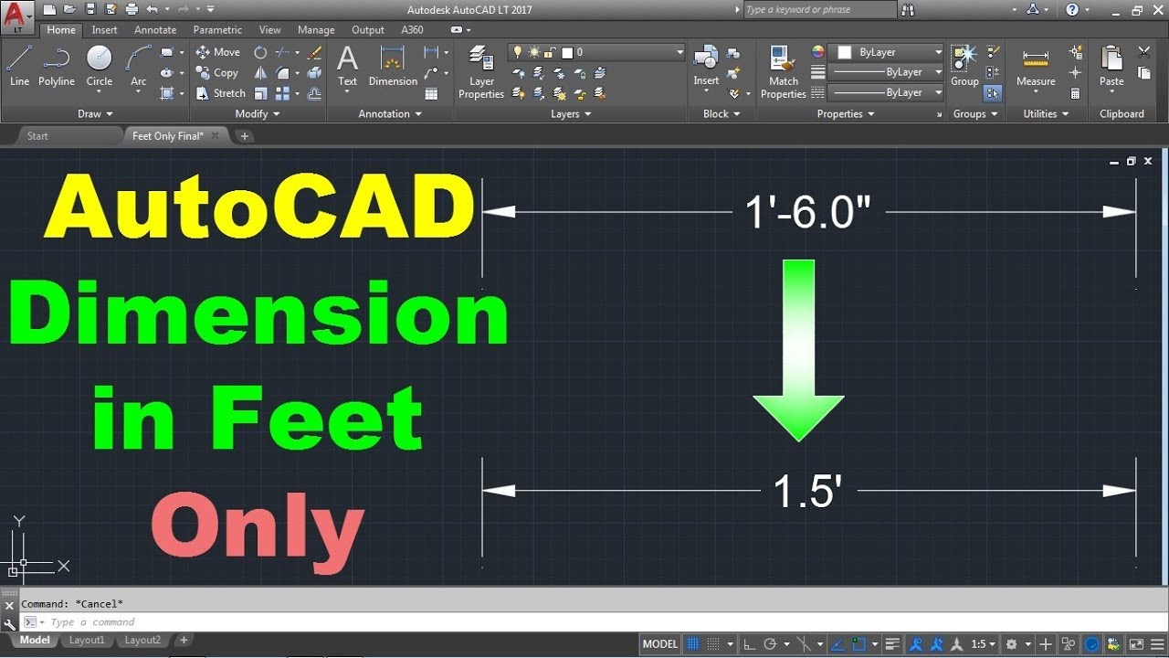 AutoCAD Dimension In Feet Only YouTube autocad-dimension-in-feet-only-youtube