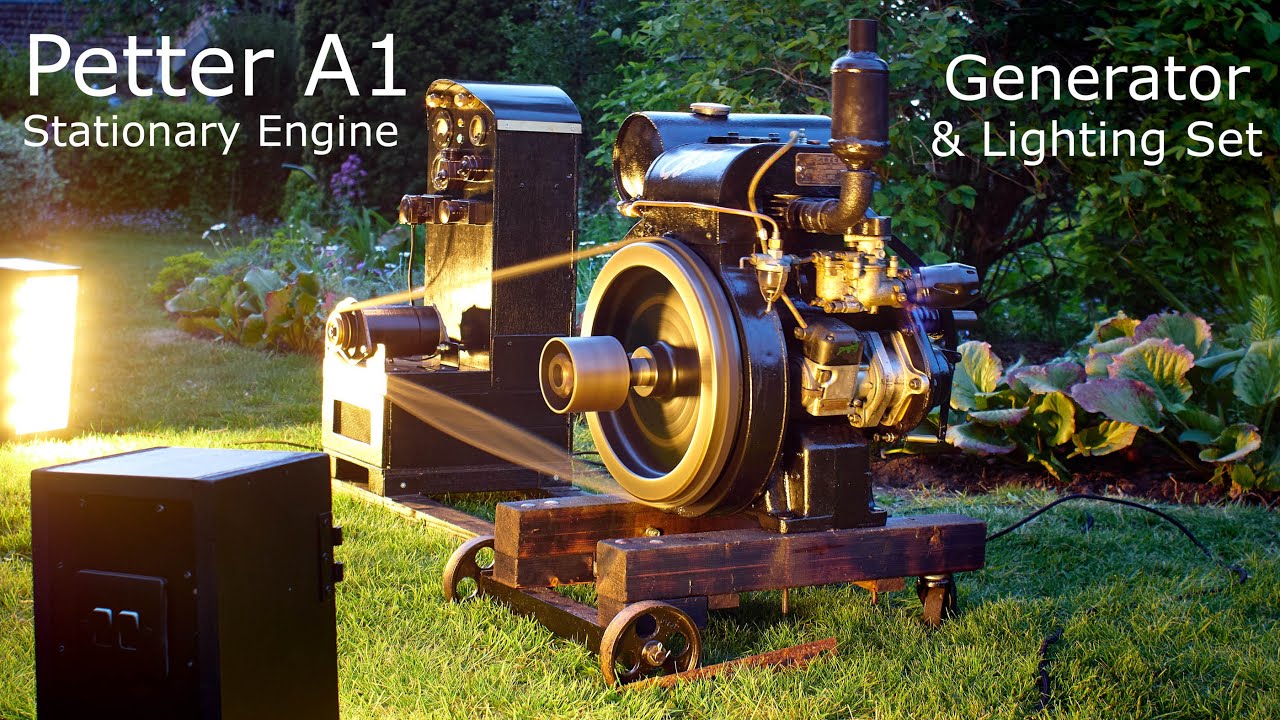 Vintage Engine - Petter A1 Stationary Engine & Homemade Generator - How ...