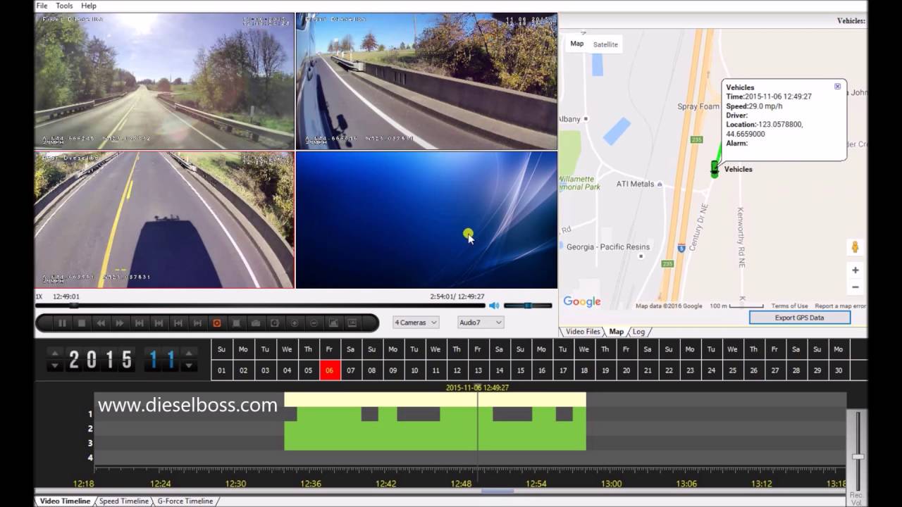 DieselBoss DB 1000 HD Truck Dash Camera 4 channel DVR system demo - YouTube