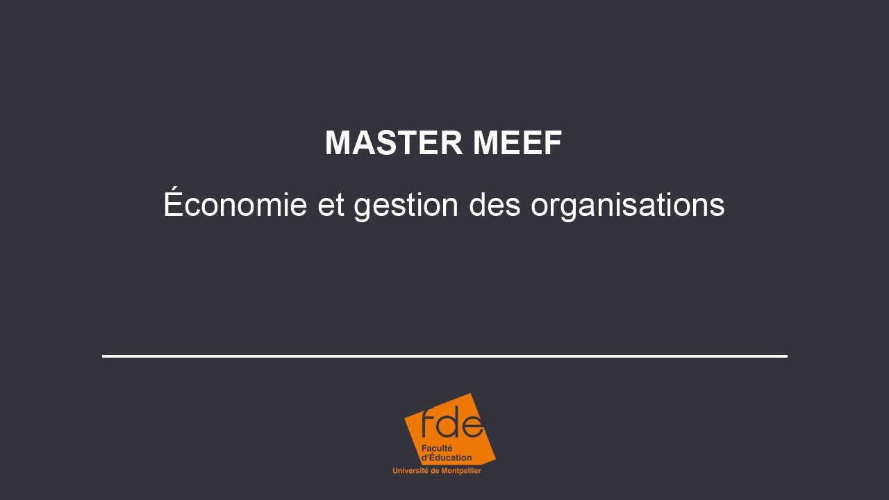 Master MEEF en économie et gestion des organisations - YouTube