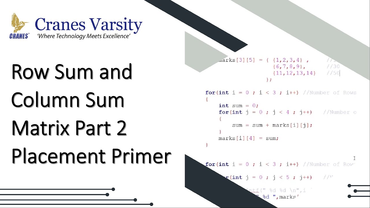 Row Sum And Column Sum Matrix Part 2 Placement Primer YouTube Row Sum And Column Sum Matrix Part 2 Placement Primer YouTube