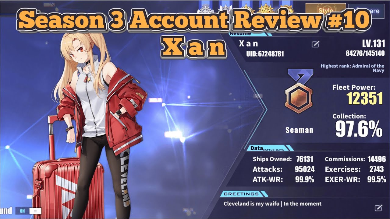 Season 3 Account Review #10 - X a n | Azur Lane - YouTube