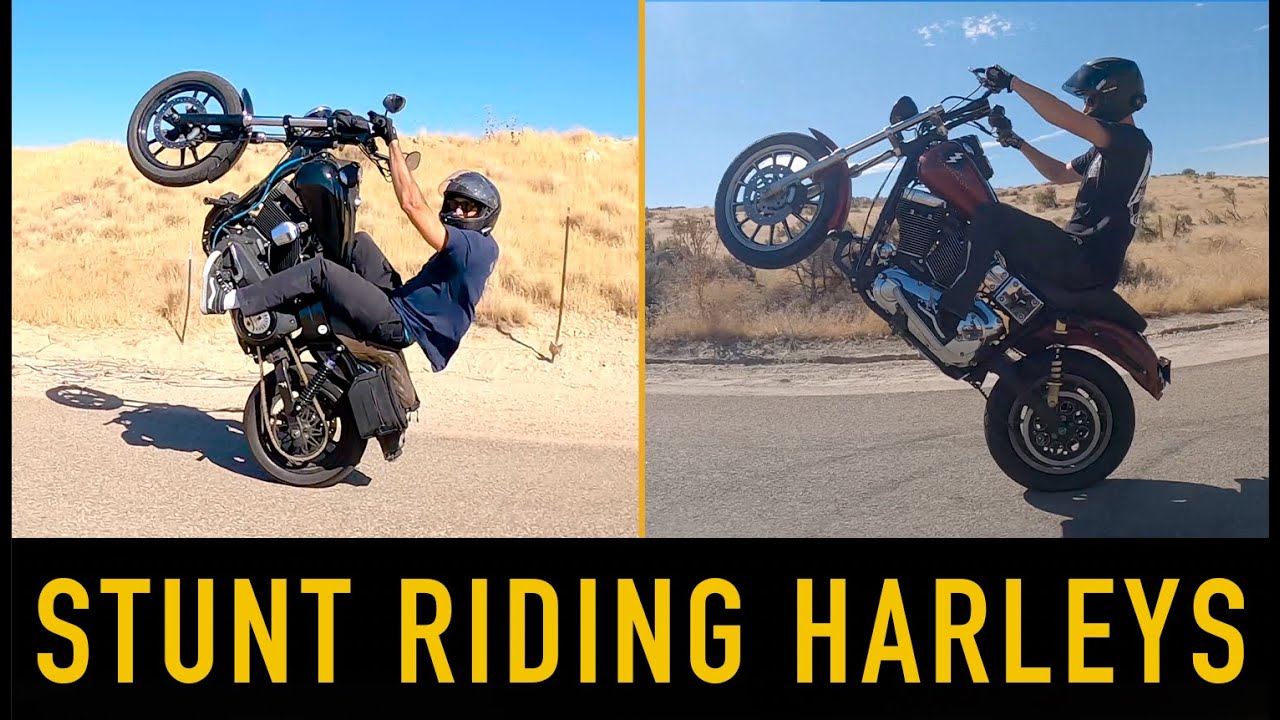 STUNT RIDING HARLEYS, MATT COMES BACK AFTER A BIG CRASH - YouTube