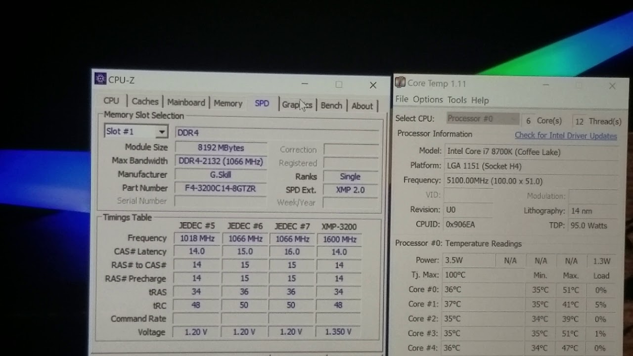 CPU-Z i7 8700K 5.1ghz - YouTube