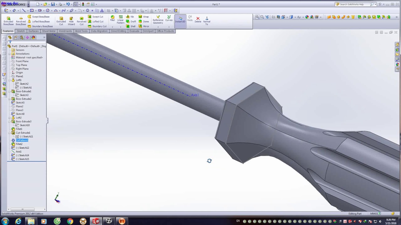 hướng dẫn vẽ tô vít trên solidworks - YouTube