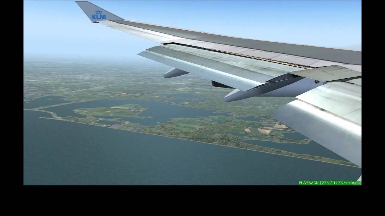 FS2004 FS9 PMDG 747 KLM JFK-AMS Wingview - YouTube