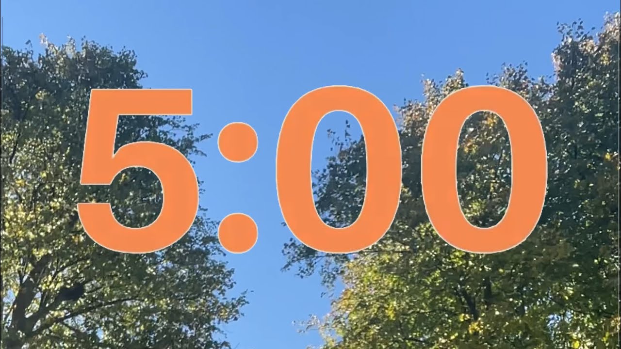 5 minute countdown timer with ding at finish. Trees and nature sounds ...
