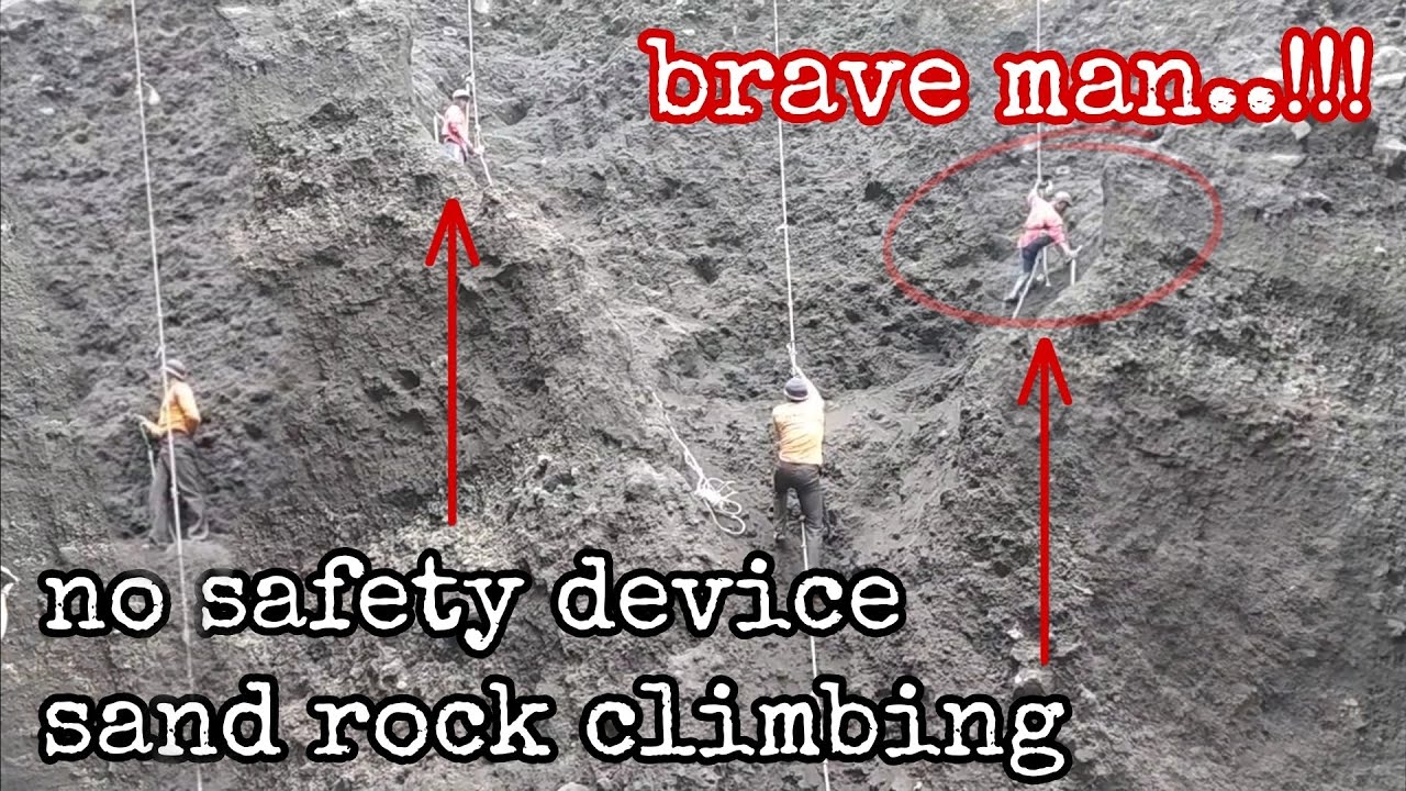 extreme sand cliff climbing‼️dangerous work in sand mine - YouTube