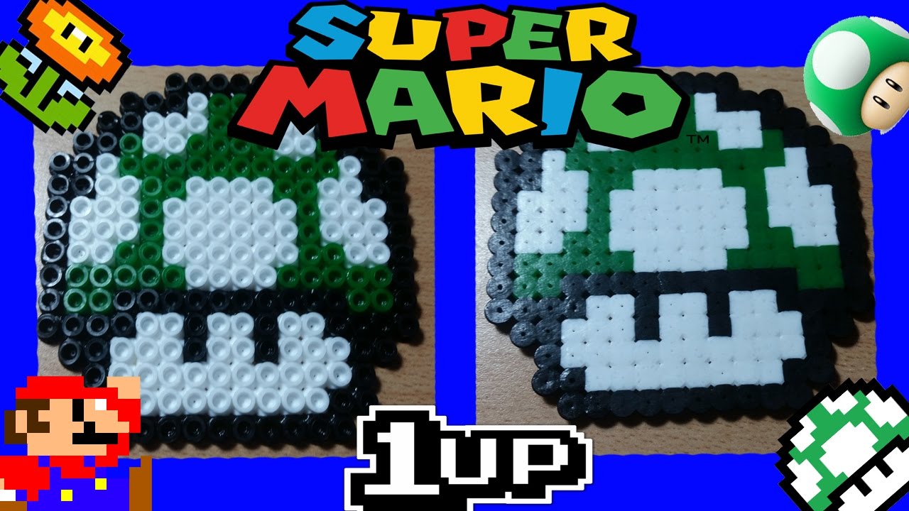 Funghetto Super Mario (1 UP) - DIY PYSSLA/HAMA BEADS | ARTCLAUDE - YouTube