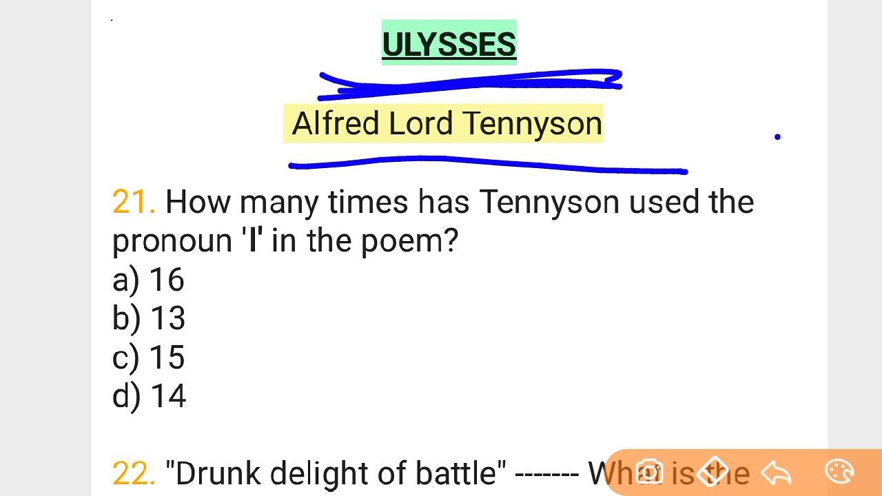 Ulysses - Question Answer Part 2 I Ulysses Important Mcq I Ulysses by ...