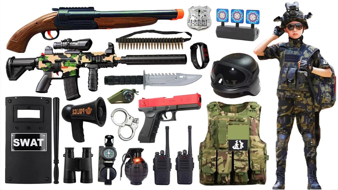 Special Police Weapons Toy set Unboxing- M416 guns,S686 shotgun, Gas ...