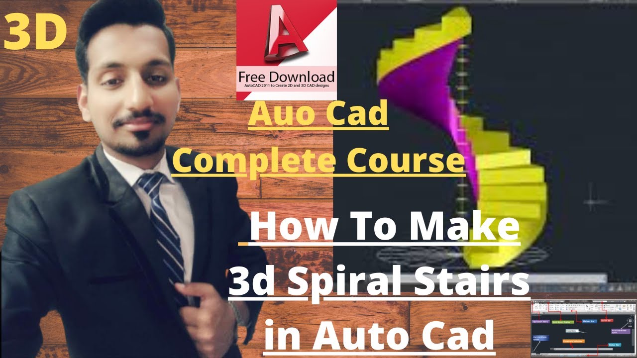 AutoCAD Tutorials | How to Make spiral Stairs in AutoCAD | AutoCAD Complete Course - YouTube