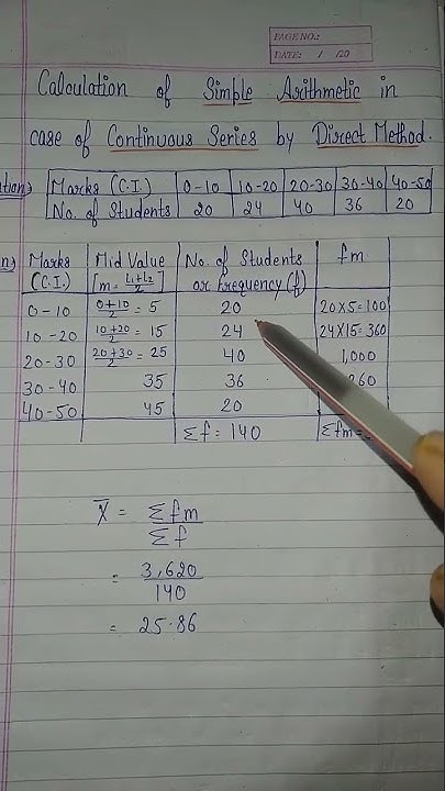 Arithmetic mean in continuous series by direct method - YouTube
